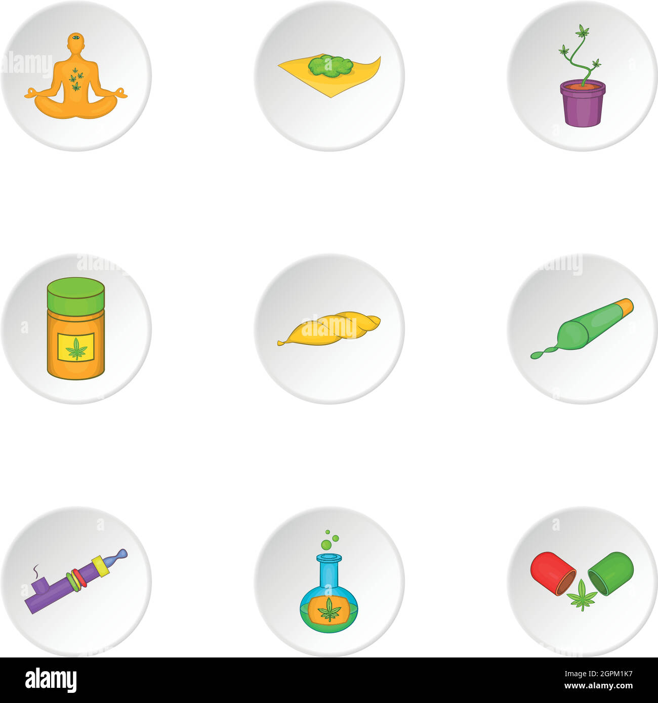 Weed icons set, cartoon style Stock Vector Image & Art - Alamy