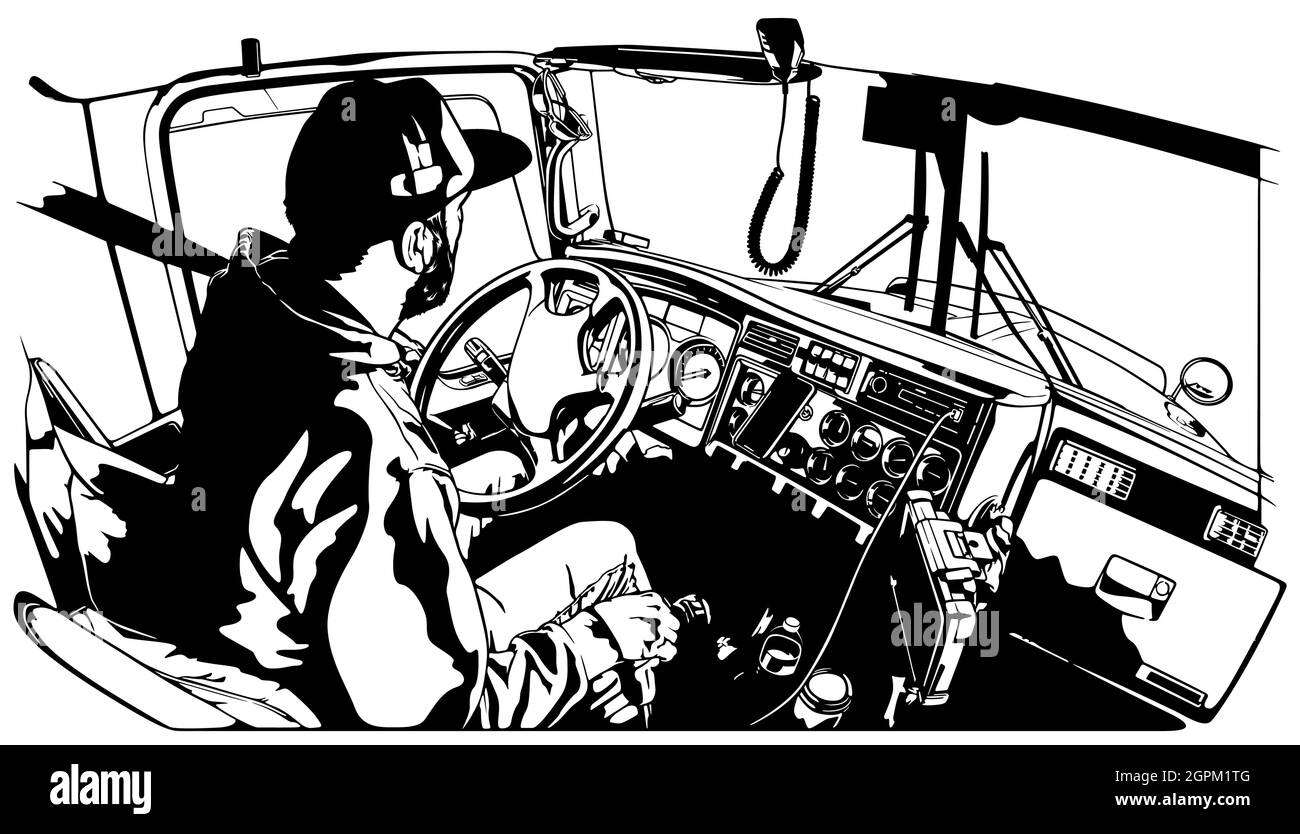 Professional Truck Driver Driving Truck Stock Vector Image & Art - Alamy