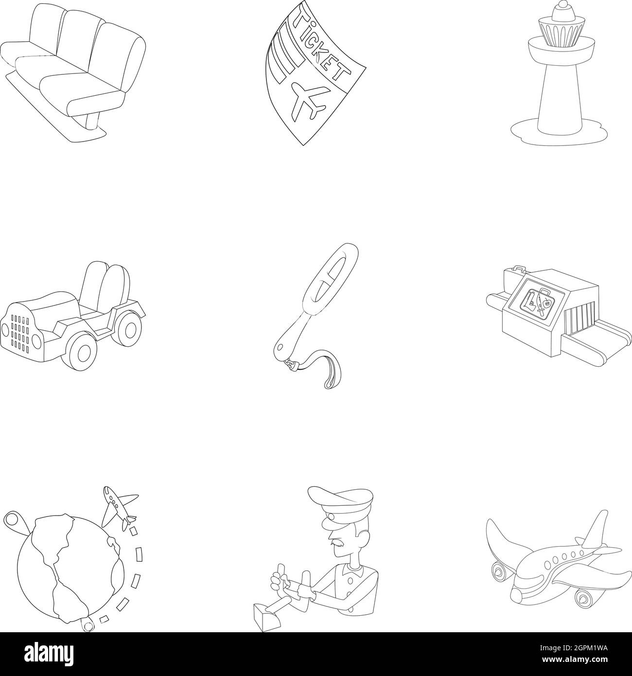 Arrive at airport icons set, outline style Stock Vector Image & Art - Alamy