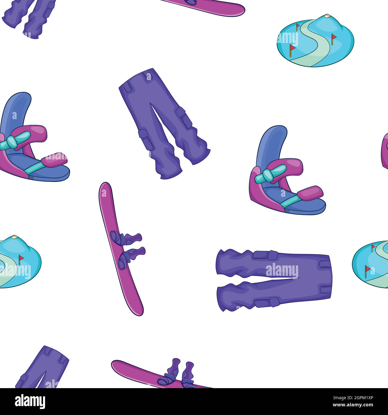 Equipment for snowboarding pattern, cartoon style Stock Vector Image ...