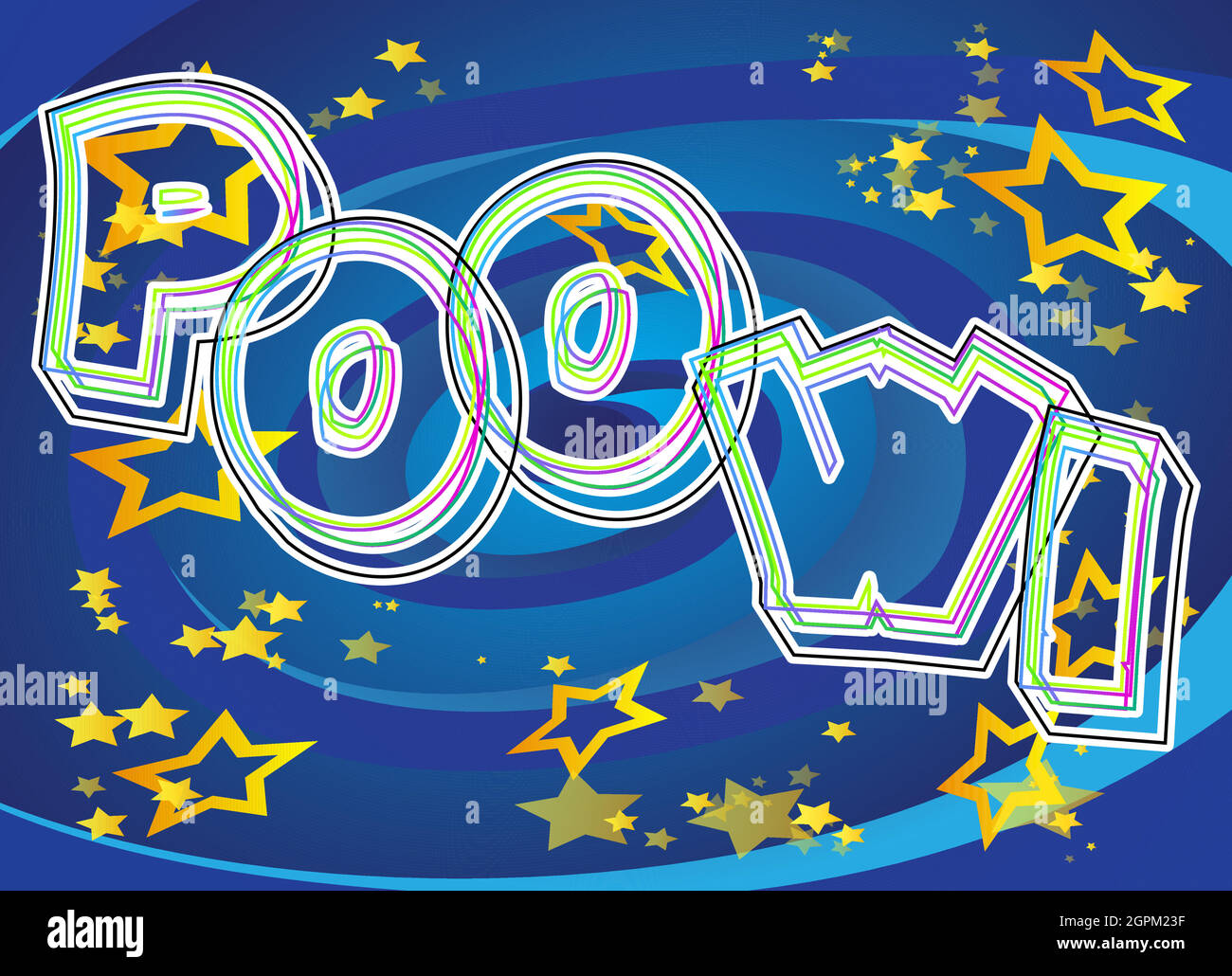 Comic book Poow word effect on bright abstract background Stock Vector ...