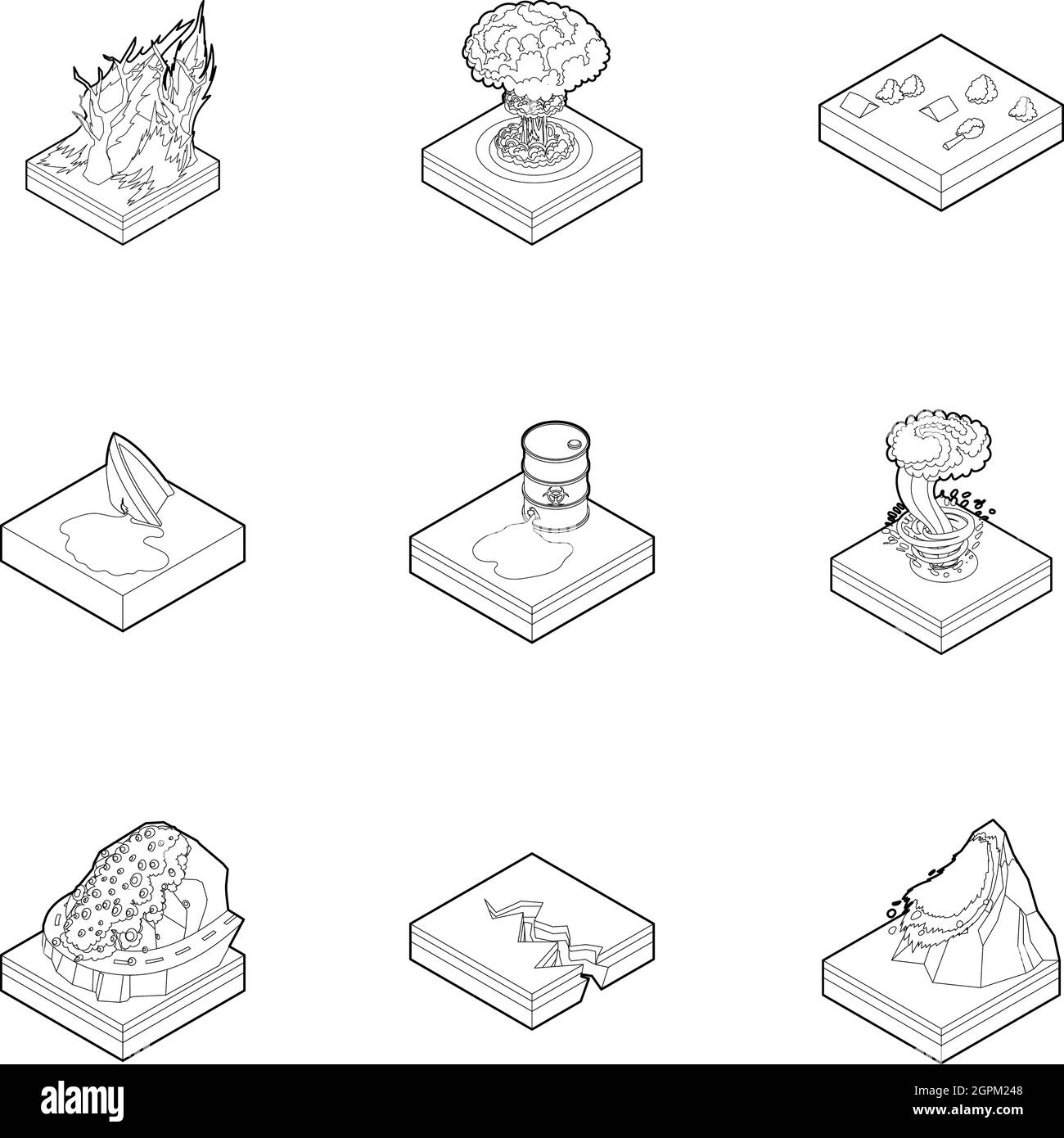 Natural disaster icons set, outline style Stock Vector Image & Art - Alamy