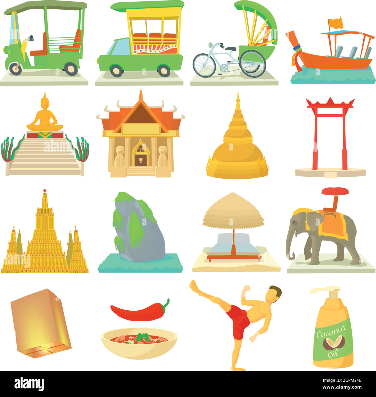 Thailand travel icons set, cartoon style Stock Vector Image & Art - Alamy