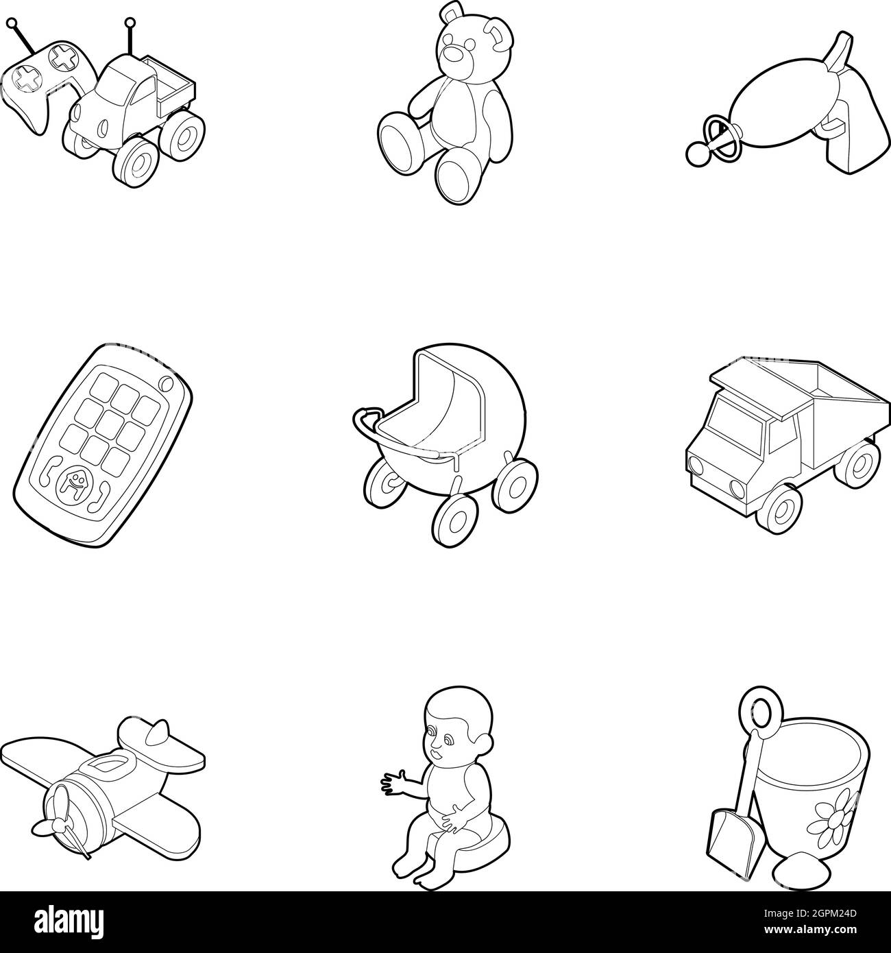 Fun games for kids icons set, outline style Stock Vector Image & Art ...