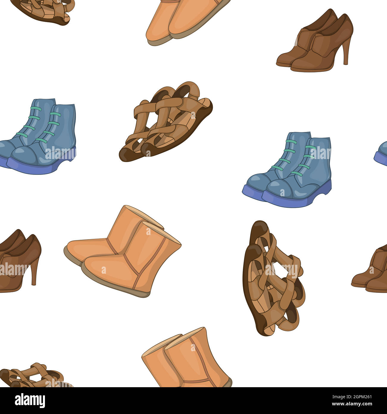 Different types of shoes pattern, cartoon style Stock Vector Image ...