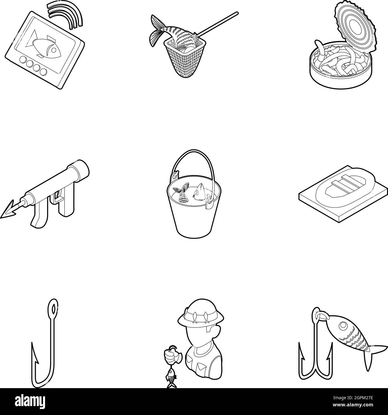 Fish catch icons set, outline style Stock Vector Image & Art - Alamy