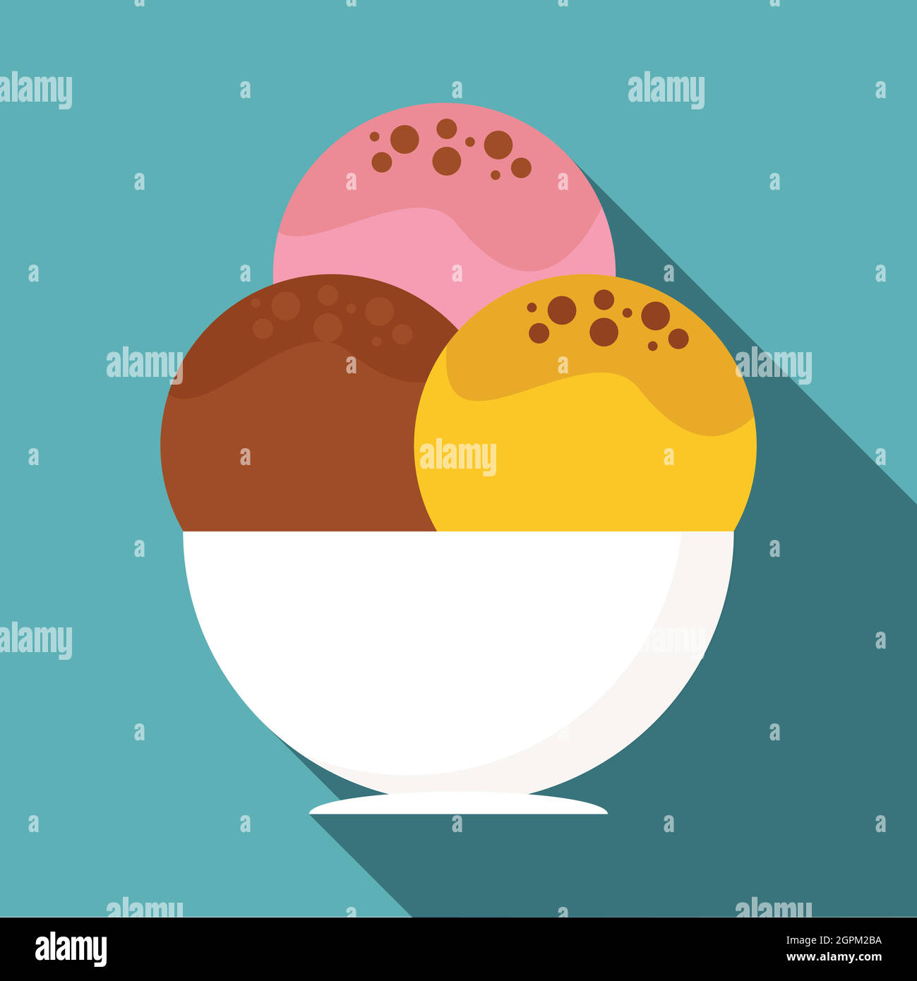 Three scoops of ice cream in bowl icon, flat style Stock Vector Image ...