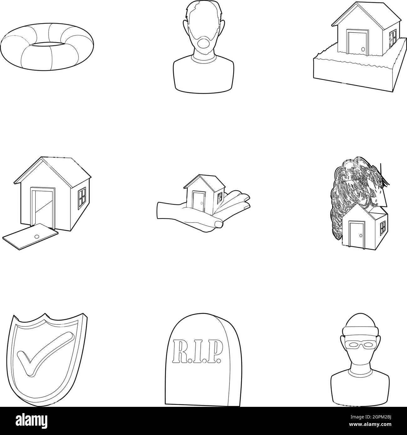 Emergency icons set, outline style Stock Vector Image & Art - Alamy