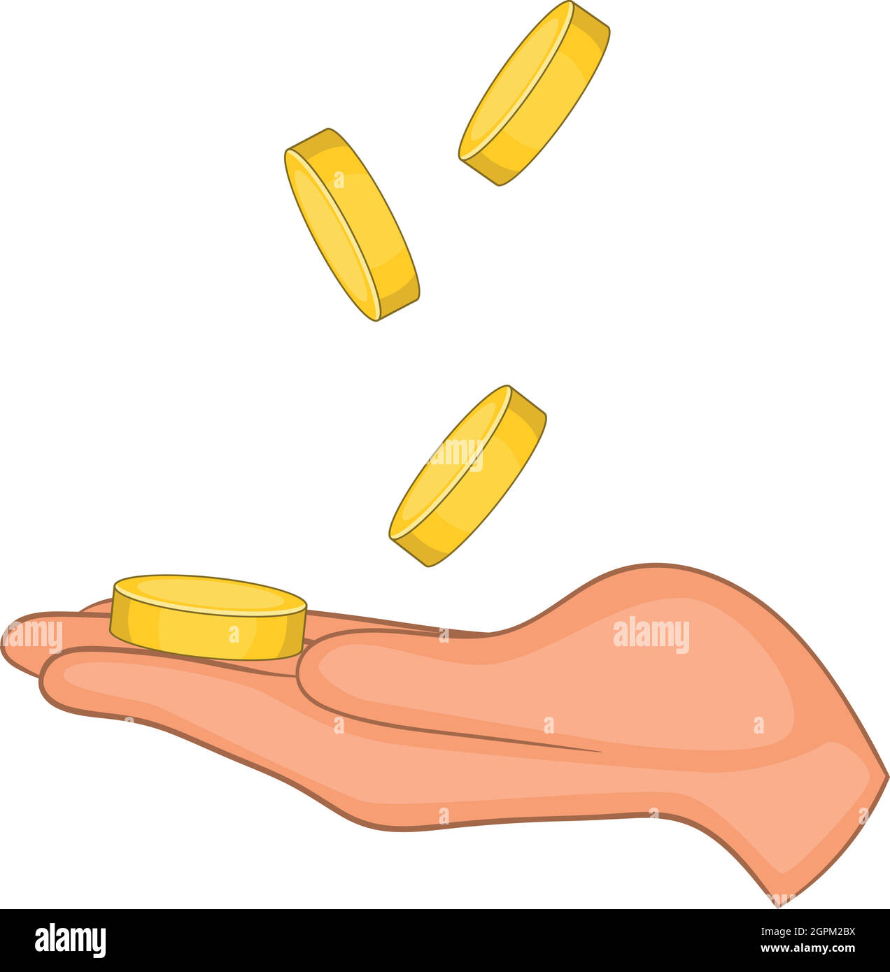 Coins on hand icon, cartoon style Stock Vector Image & Art - Alamy