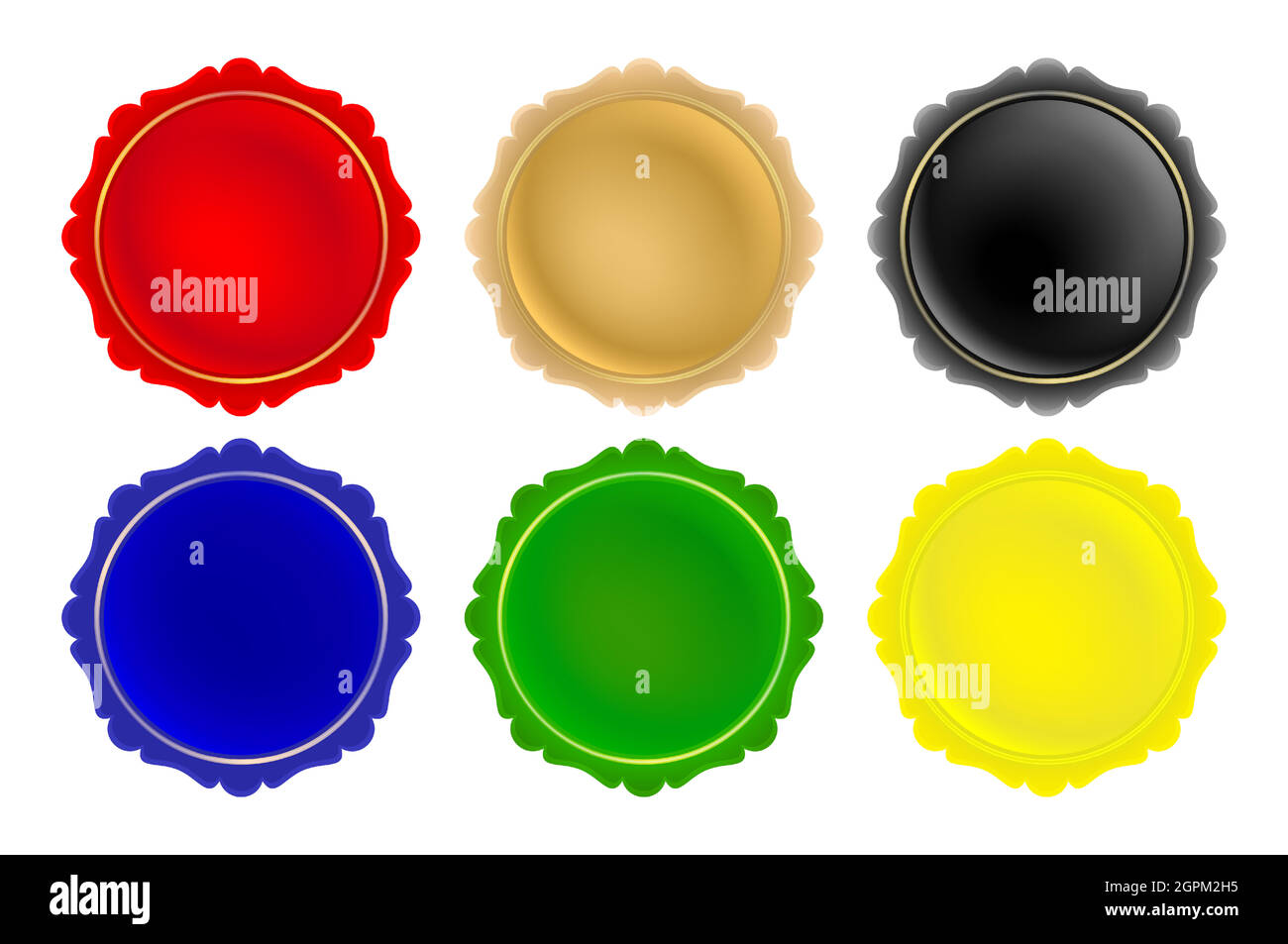 Set of Eight sticker labels isolated on white background, 3d bevel and ...