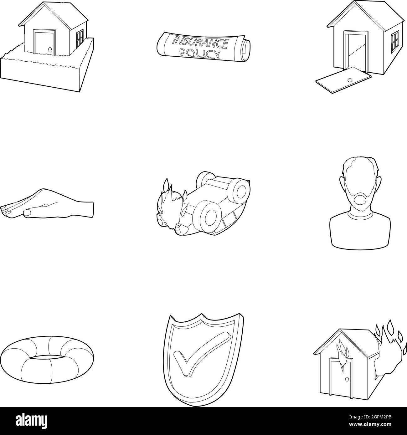 Insurance outline vector icons Stock Vector Images - Alamy