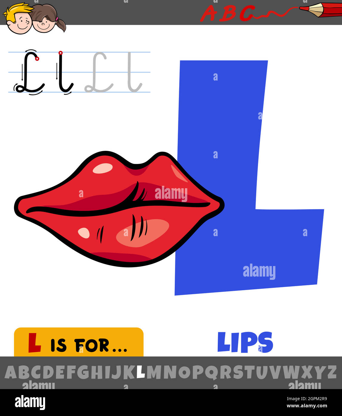 letter L from alphabet with cartoon lips Stock Vector Image & Art - Alamy