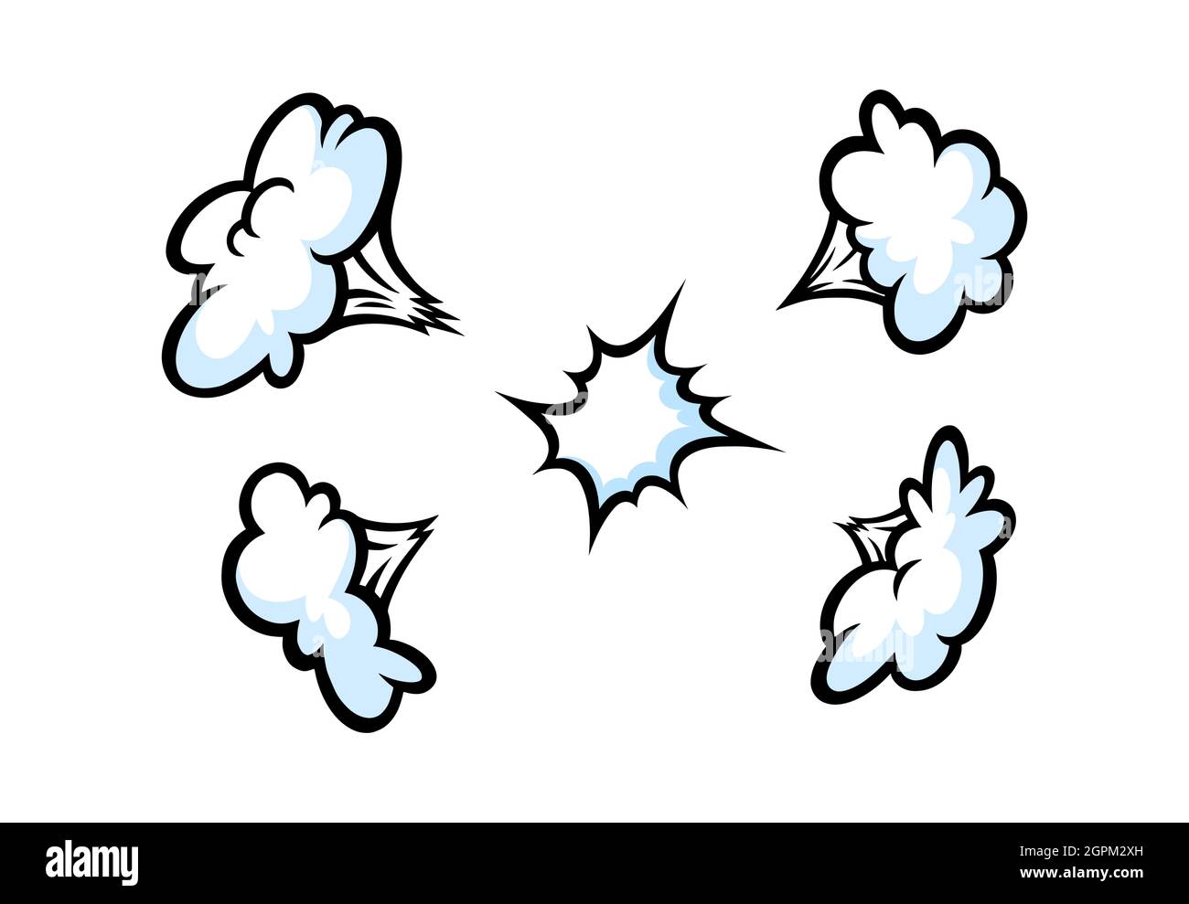 Comic boom smoke effect. Puff and burst clouds for surprising and ...