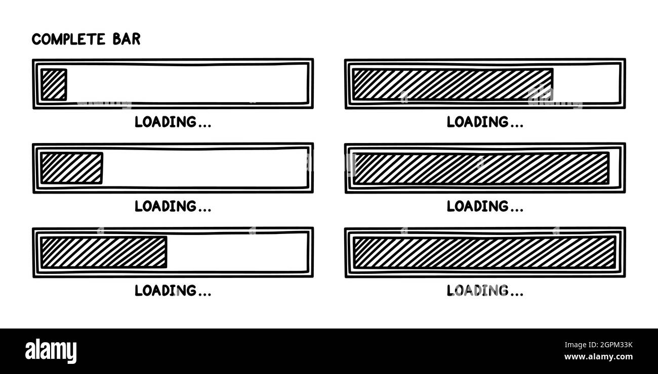 Progress loading bar. Infographics design element with status of completion. Hand drawn vector ...