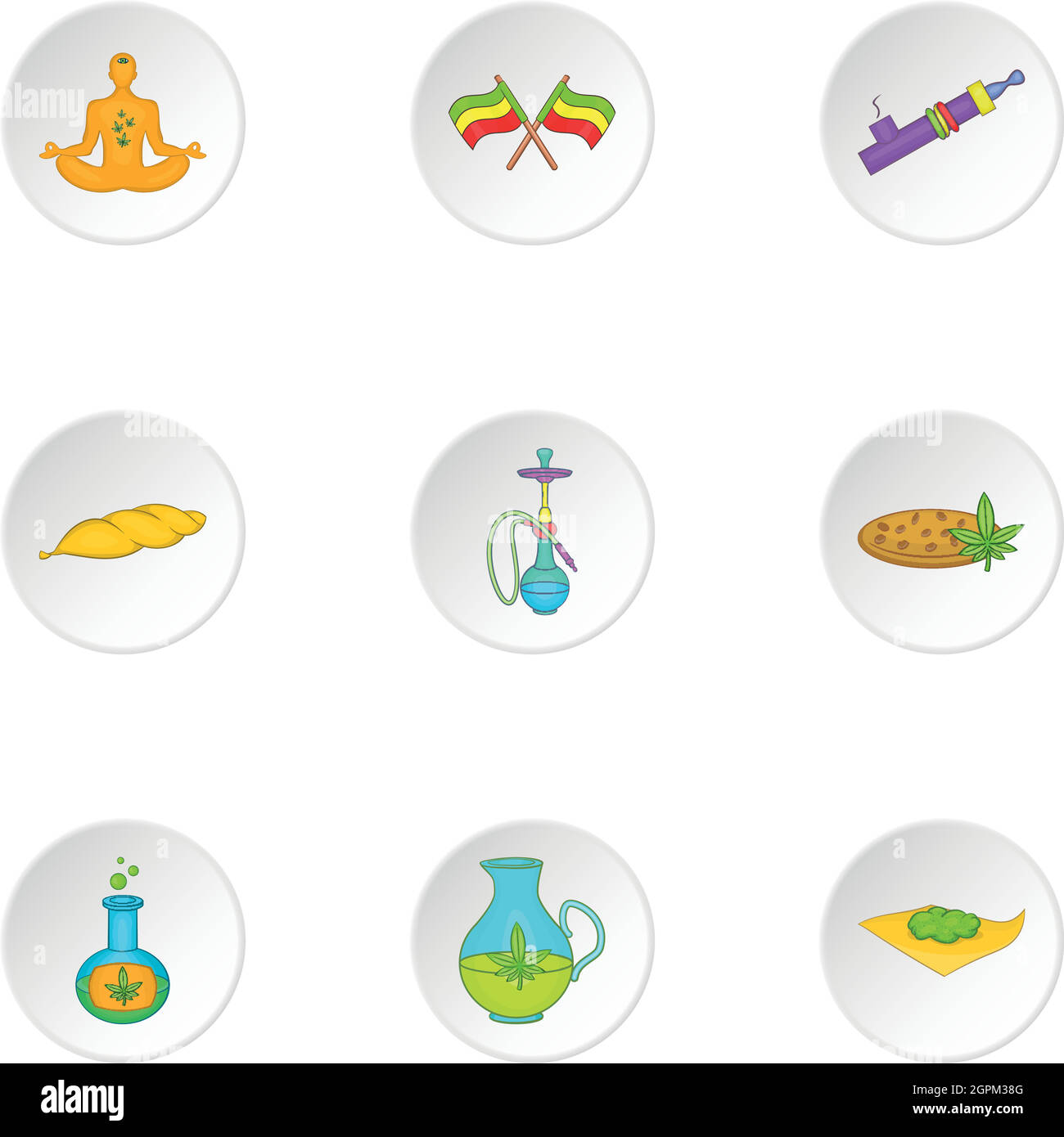 Hemp icons set, cartoon style Stock Vector Image & Art - Alamy