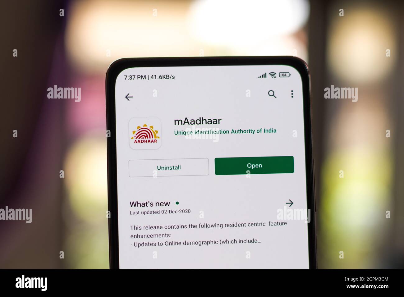 West Bangal, India - September 28, 2021 : Aadhaar logo on phone screen ...