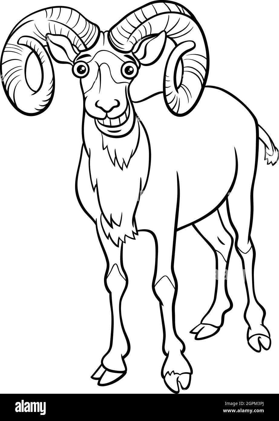 cartoon urial comic animal character coloring book page Stock Vector ...
