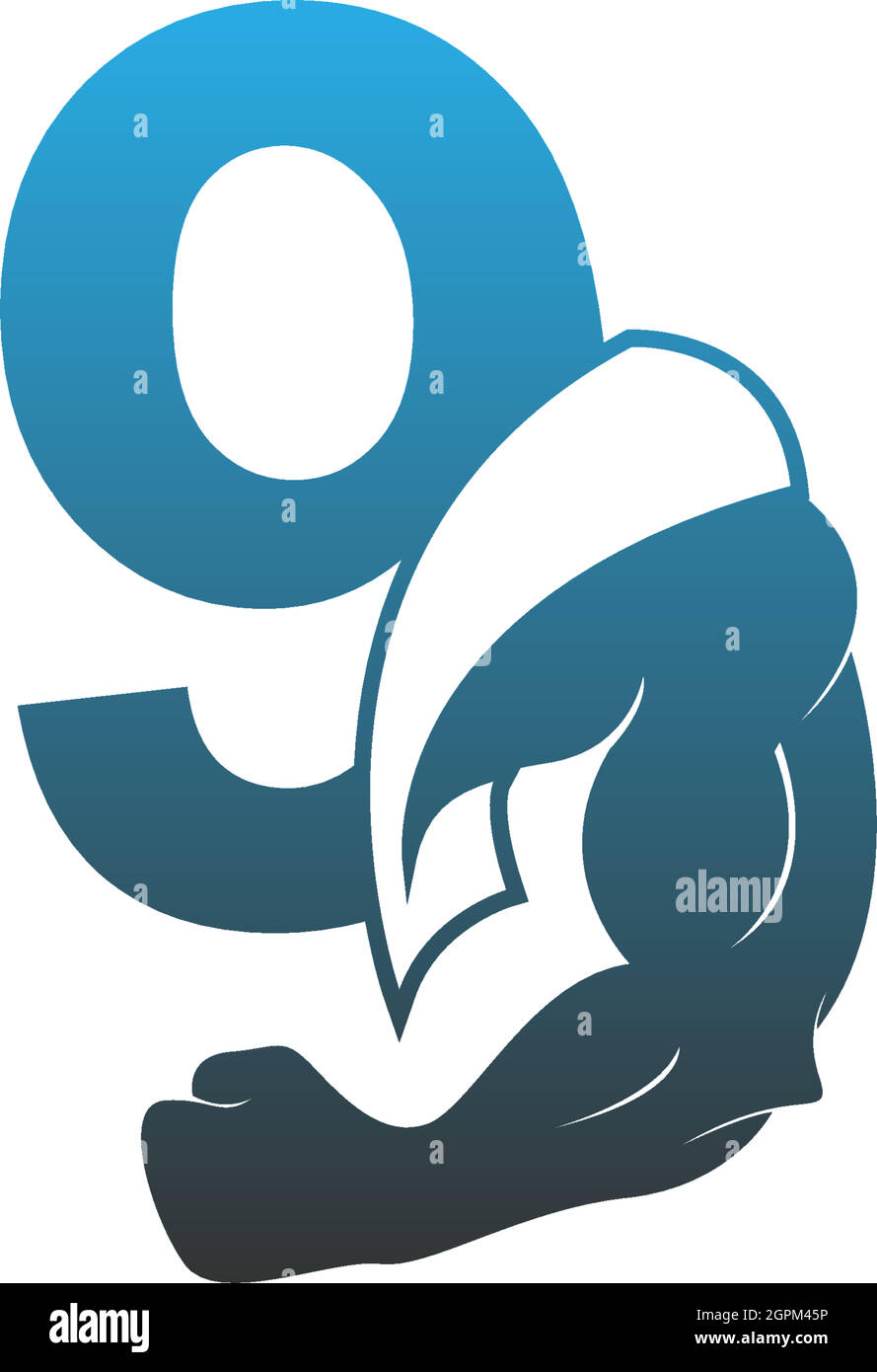Number 9 logo icon with muscle arm design vector Stock Vector Image ...