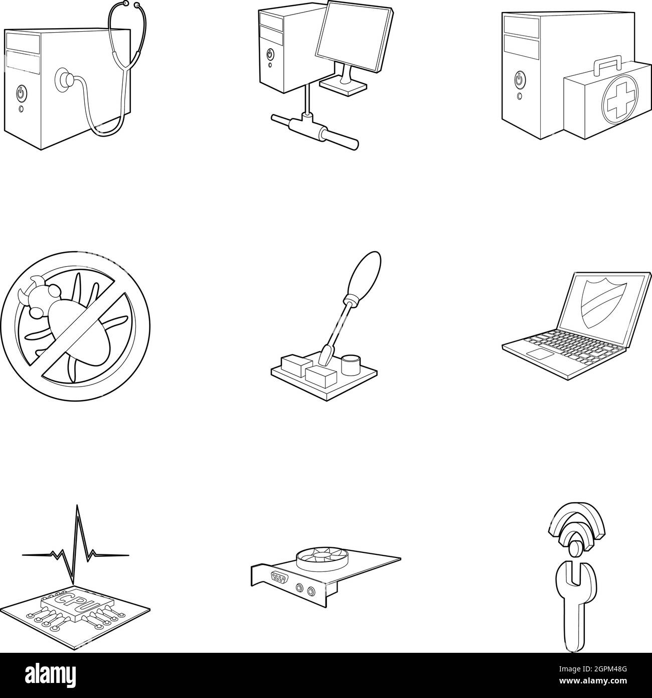 Computer icons set, outline style Stock Vector Image & Art - Alamy