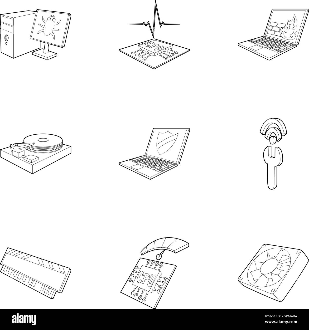 Computer setup icons set, outline style Stock Vector Image & Art - Alamy
