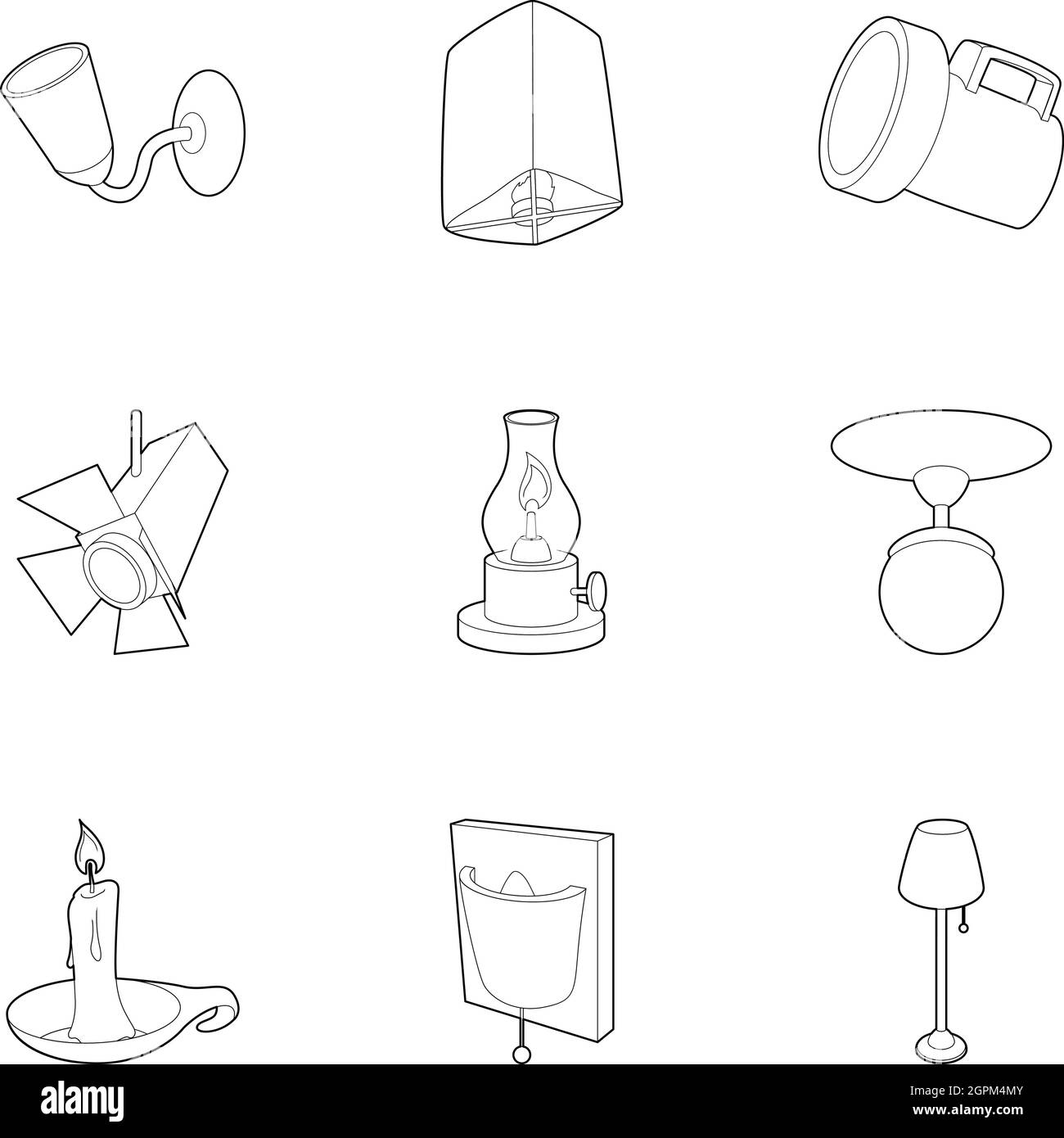 Light icons set, outline style Stock Vector Image & Art - Alamy