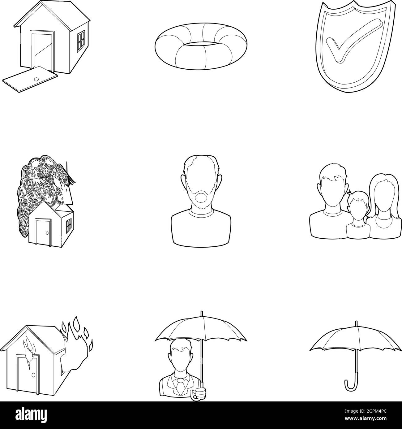 Family insurance outline vector Cut Out Stock Images & Pictures - Alamy