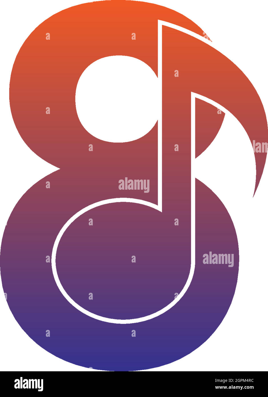 Number 8 logo icon with musical note design symbol template Stock ...