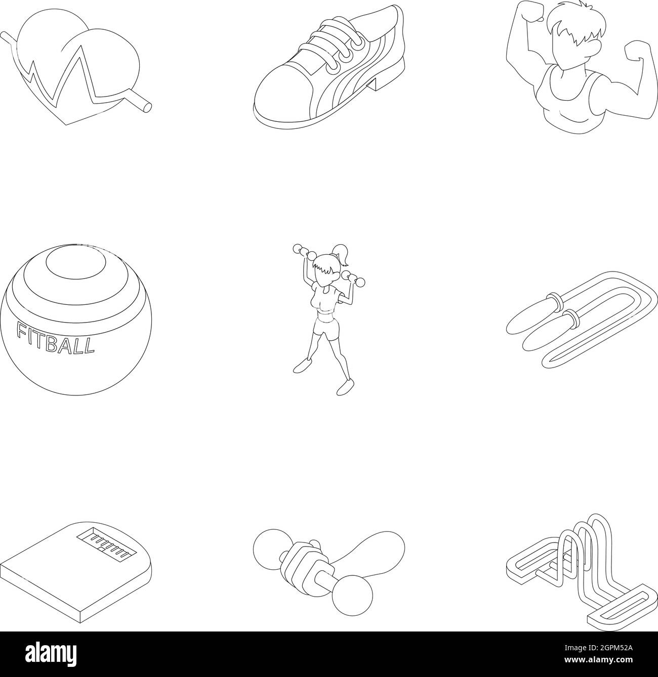 Fitness icons set, outline style Stock Vector Image & Art - Alamy