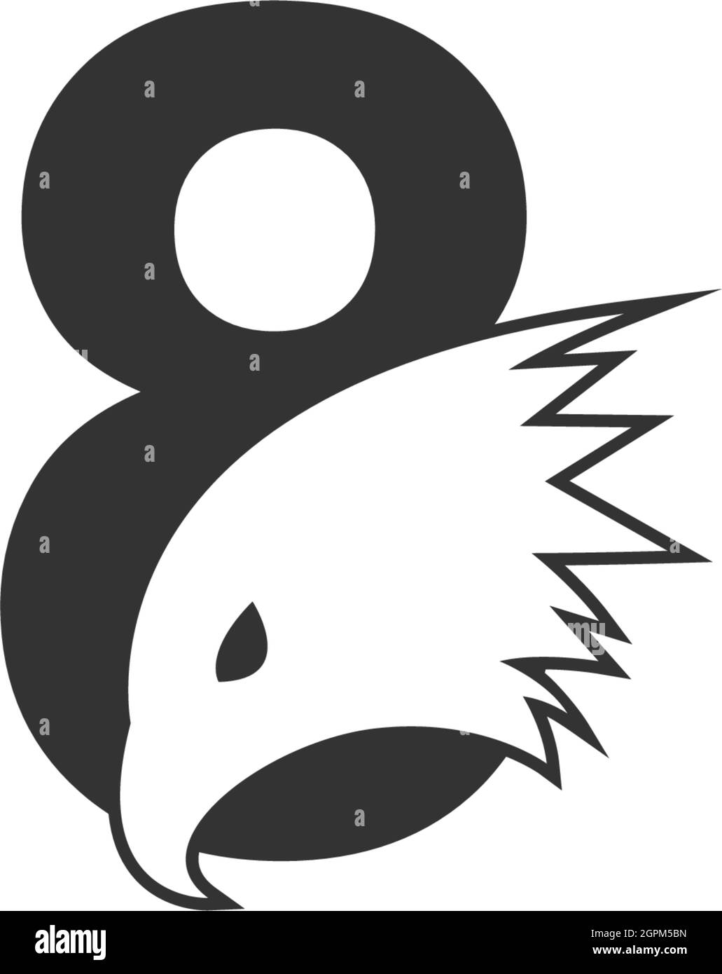 Number 8 logo icon with falcon head design symbol template Stock Vector ...