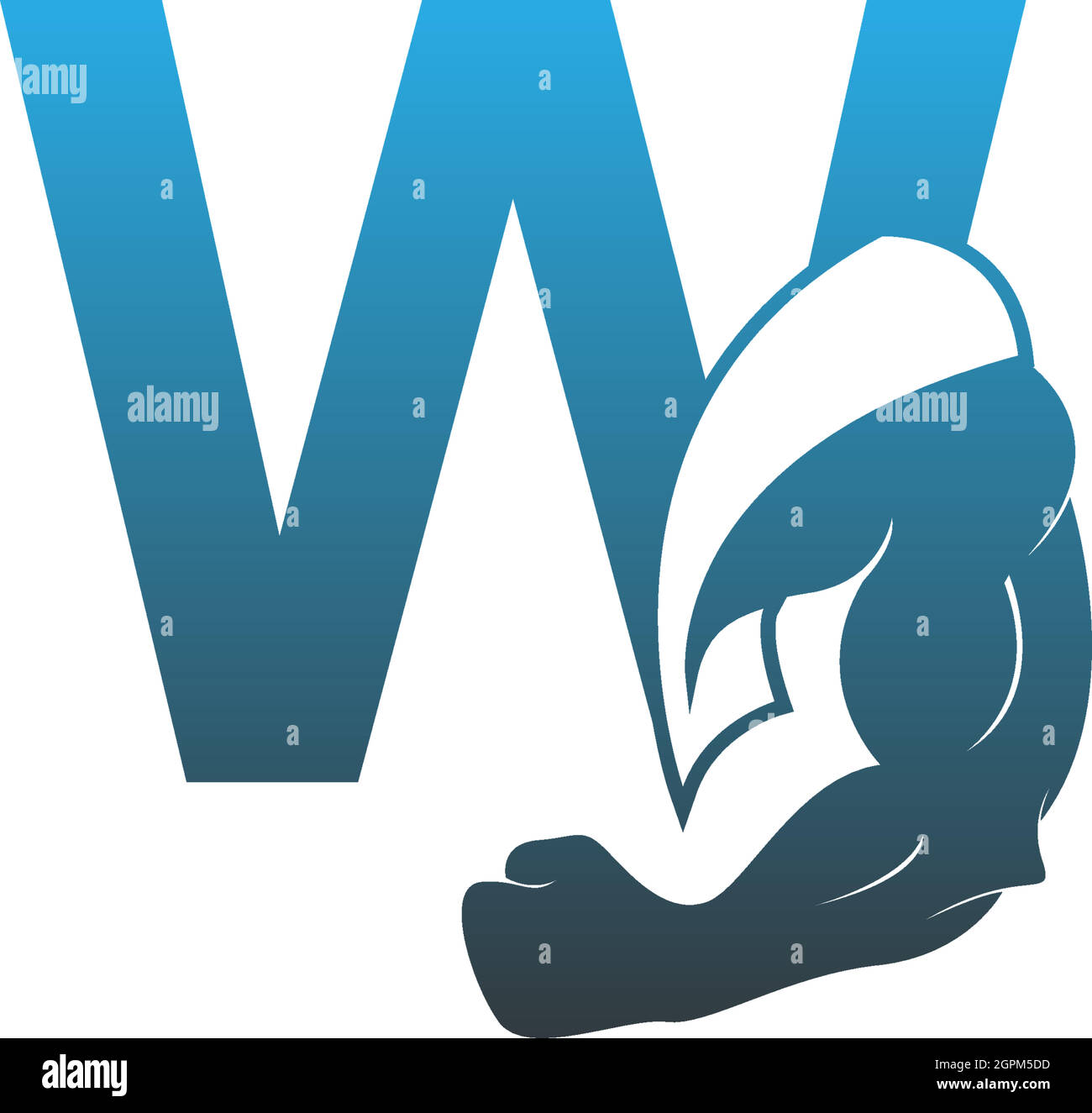 Letter W logo icon with muscle arm design vector Stock Vector Image ...