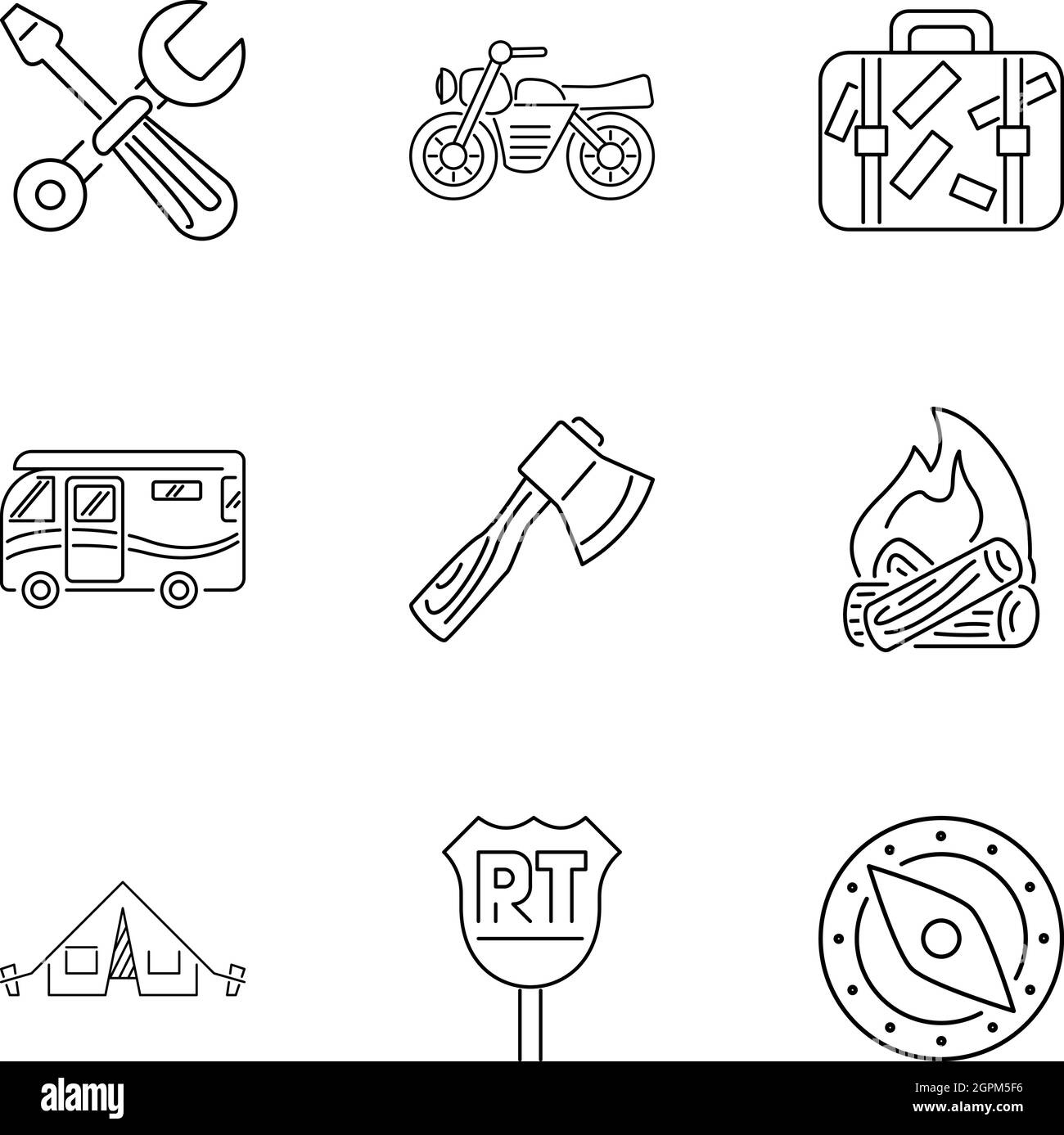 Motorcycle set icons vector Black and White Stock Photos & Images - Alamy