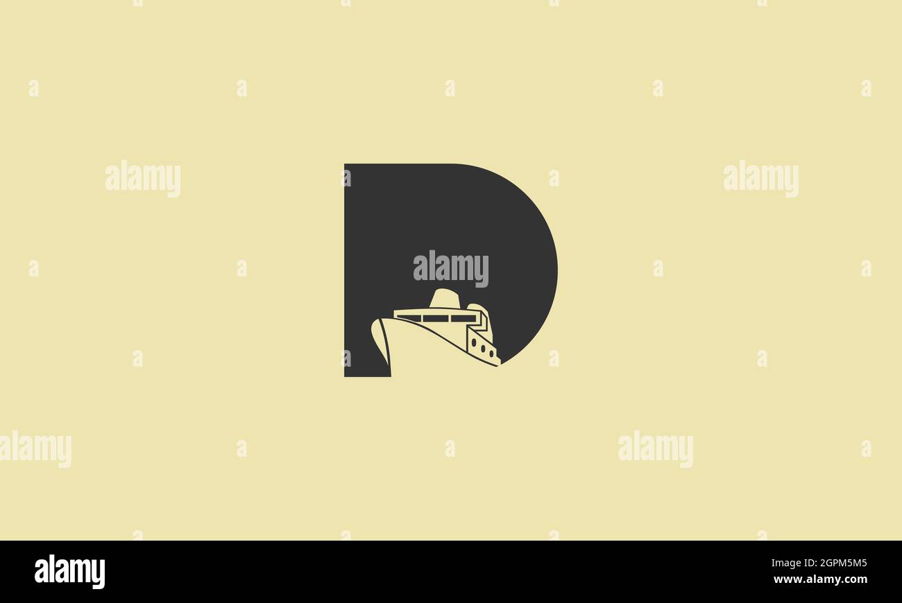 LETTER D WITH SHIP ICON INSIDE WITH NEGATIVE SPACE EFFECT Stock Vector ...