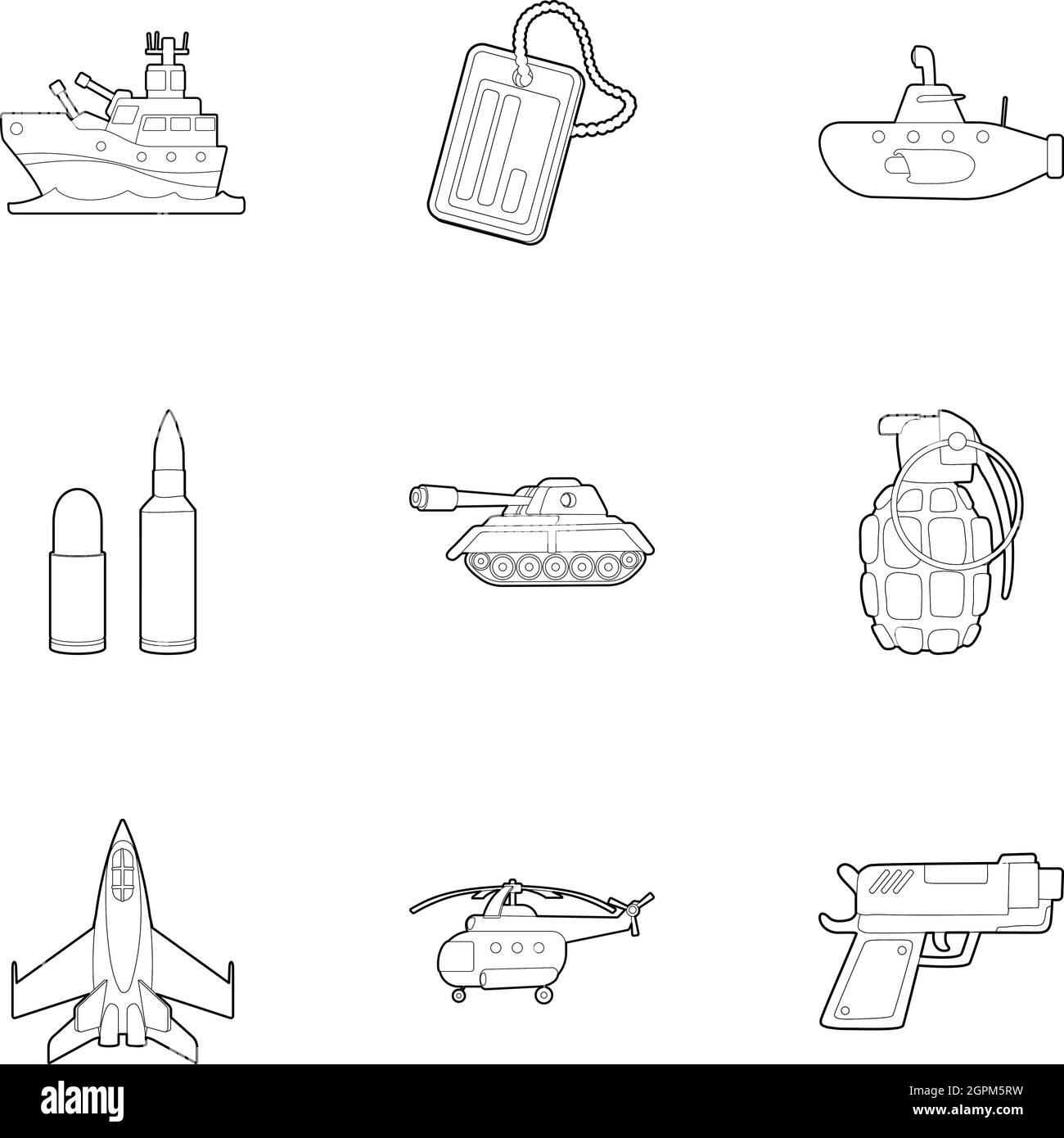 Military weapons icons set, outline style Stock Vector Image & Art - Alamy