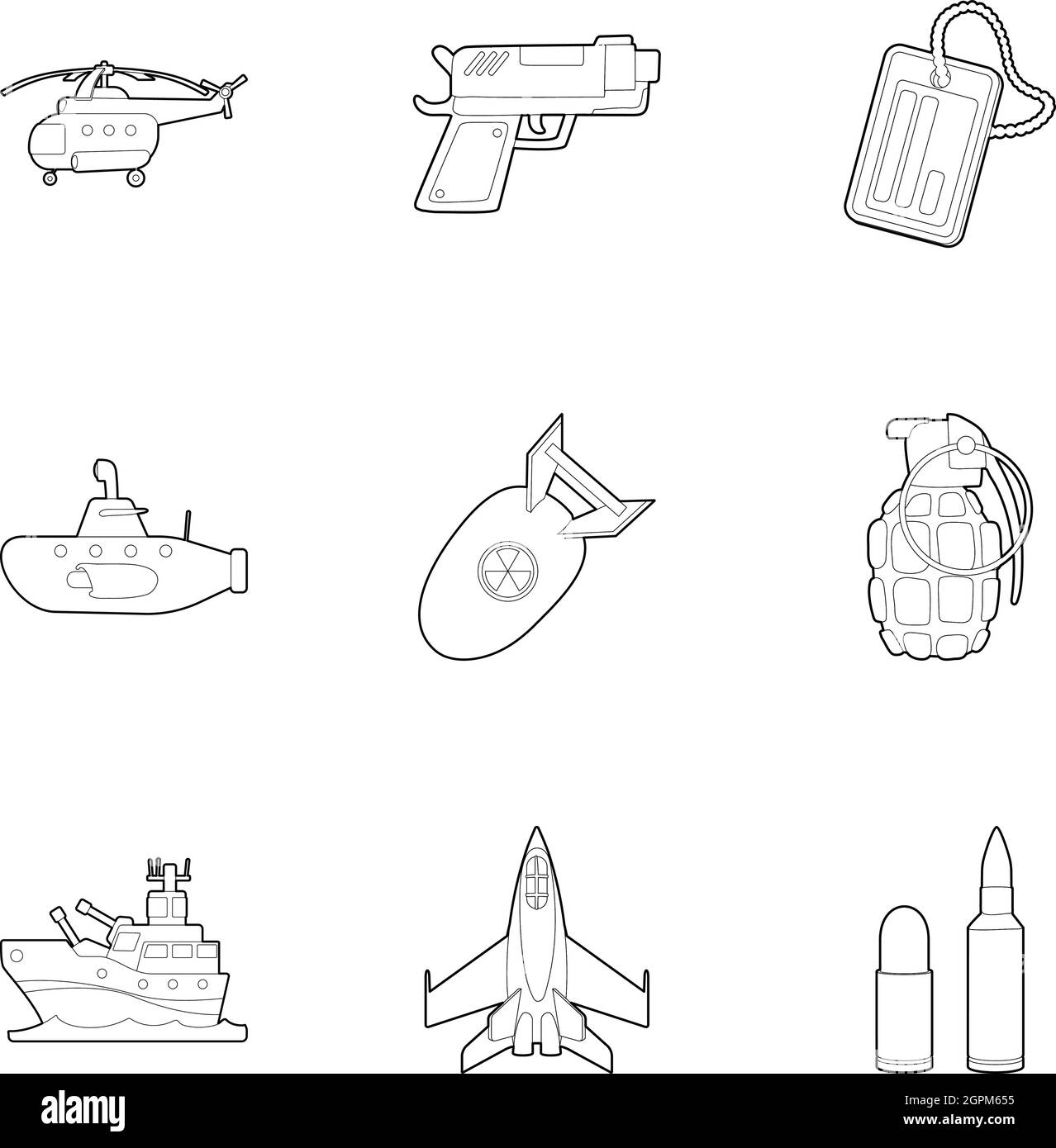 Army weapons icons set, outline style Stock Vector Image & Art - Alamy