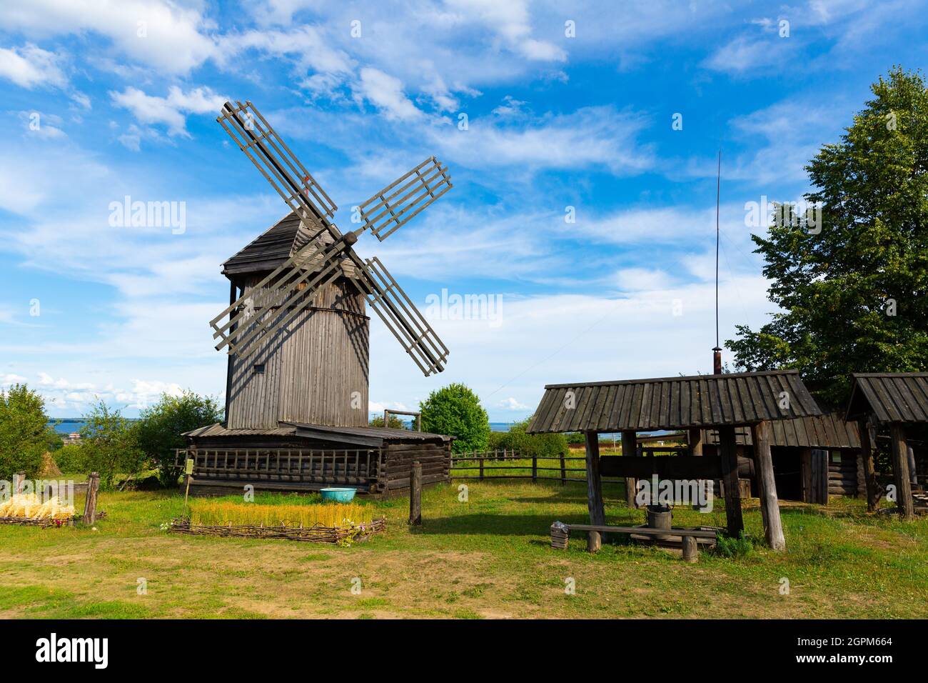 Wooden windmill and timber constructions in Ethnographic Open-Air ...