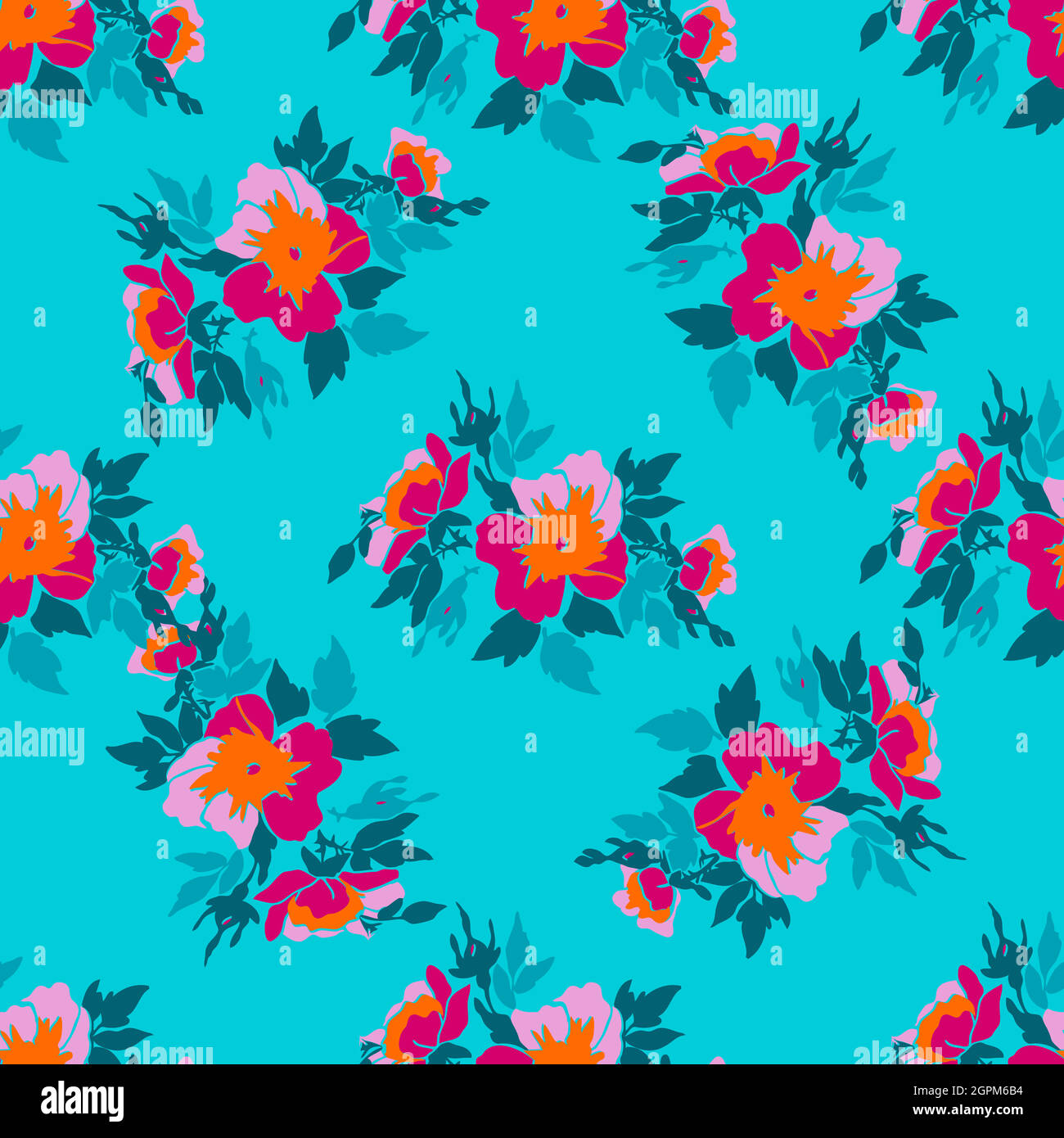 Pink blue floral garden Stock Vector Images - Alamy