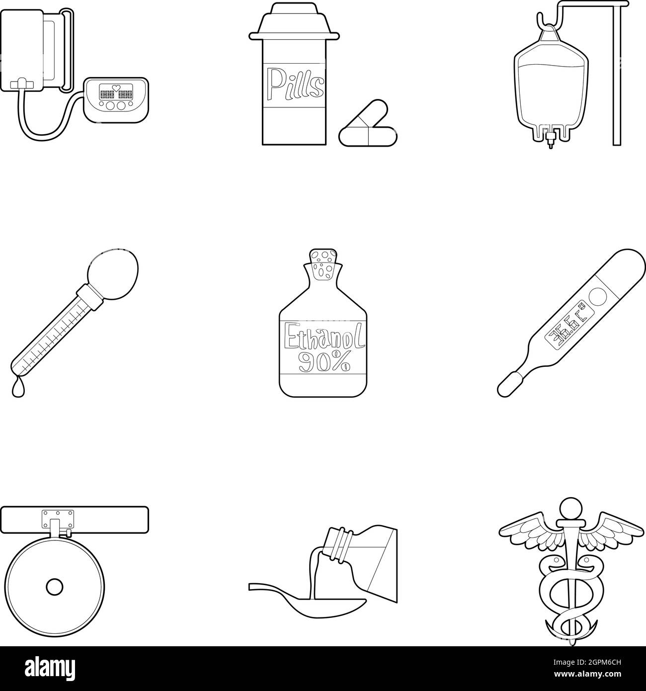 Medical medicine icon set Black and White Stock Photos & Images - Alamy
