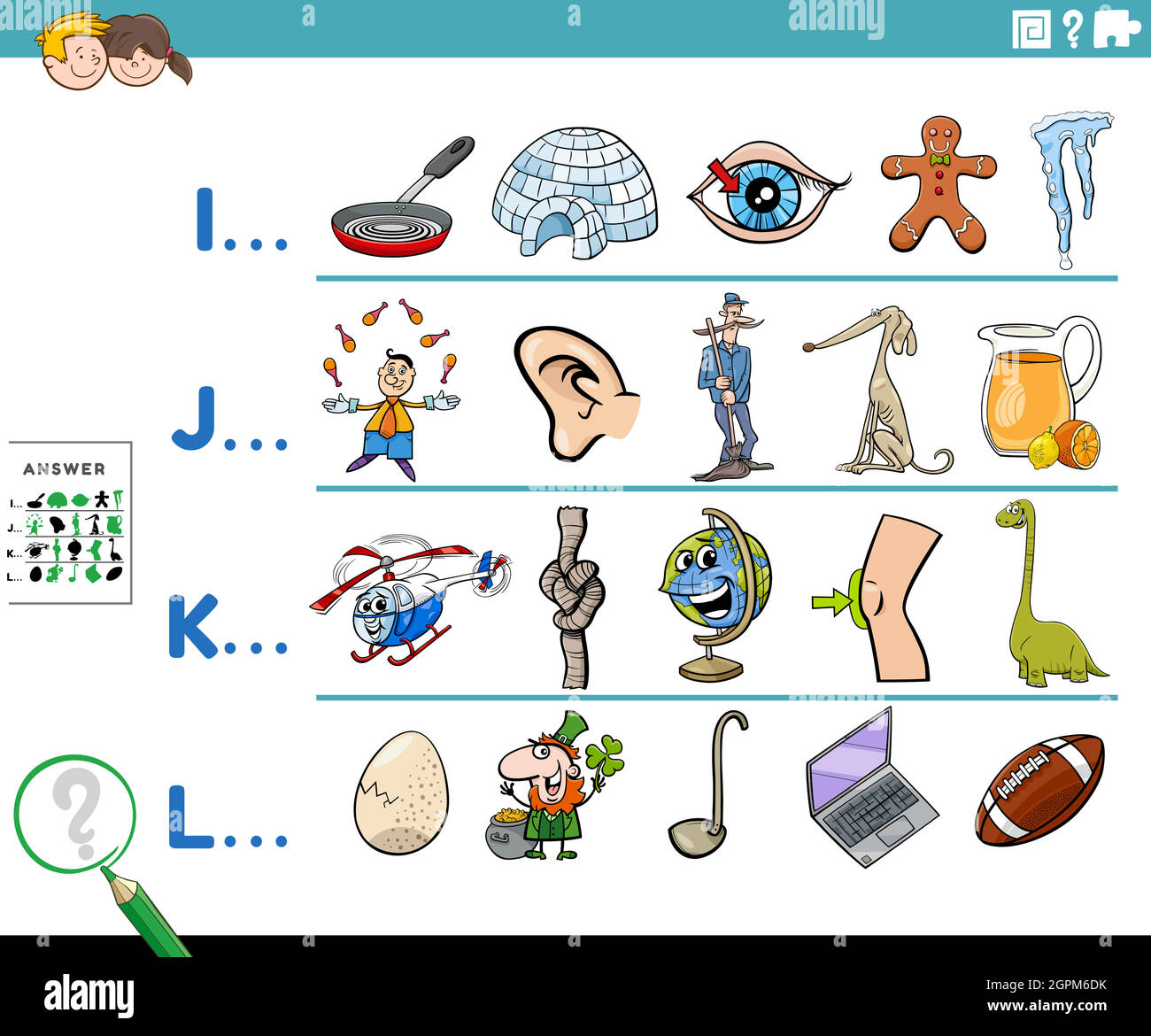 first letter of a word educational task for children Stock Vector Image ...