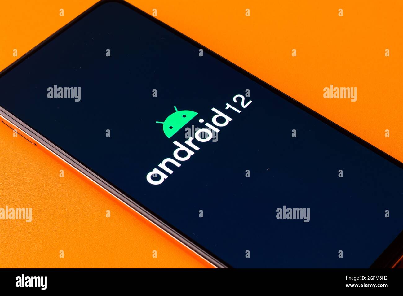 Assam, india - May 19, 2021 : Android 12 logo on phone screen stock ...
