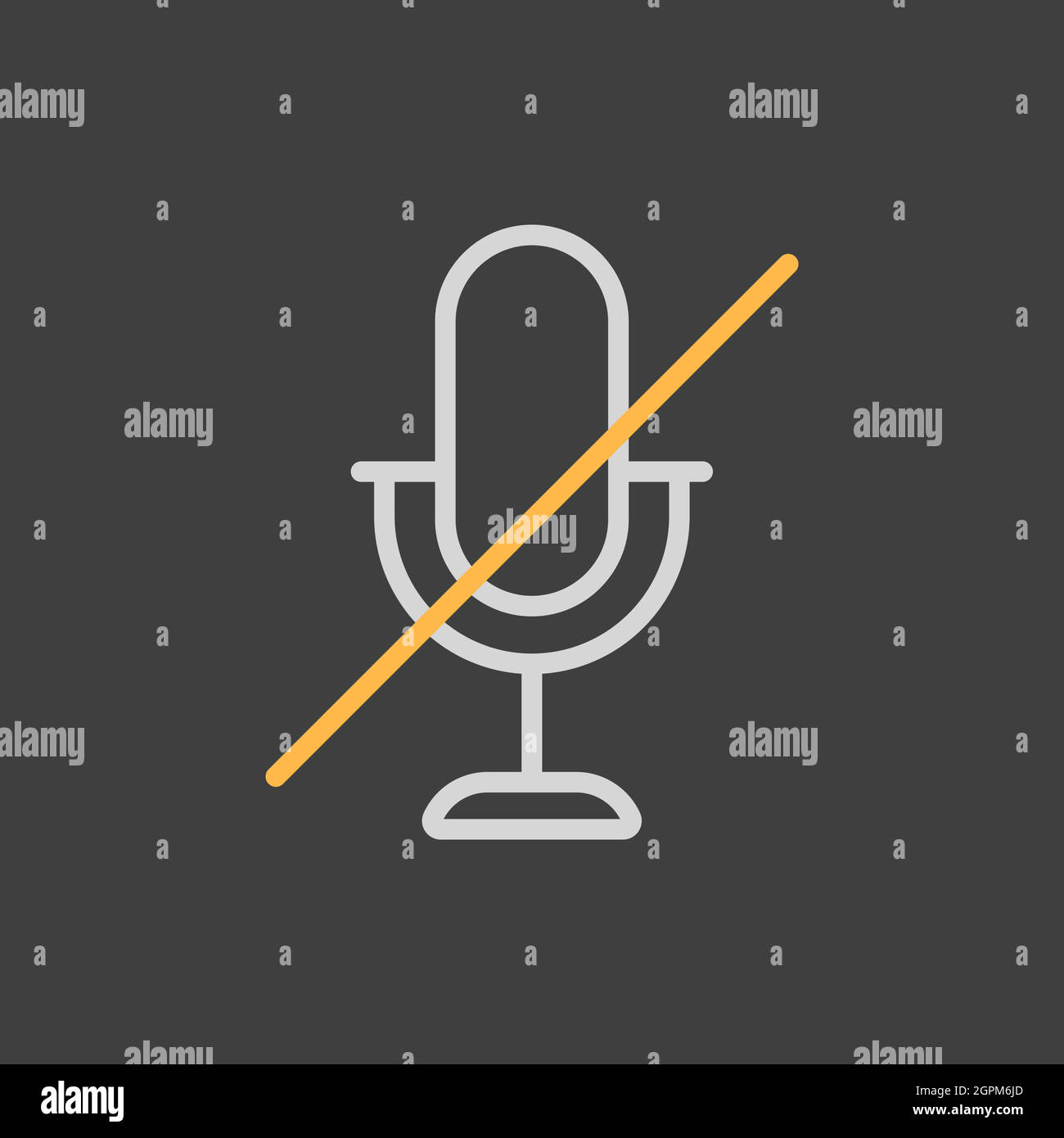 Microphone, mic mute vector icon on dark background Stock Vector Image ...