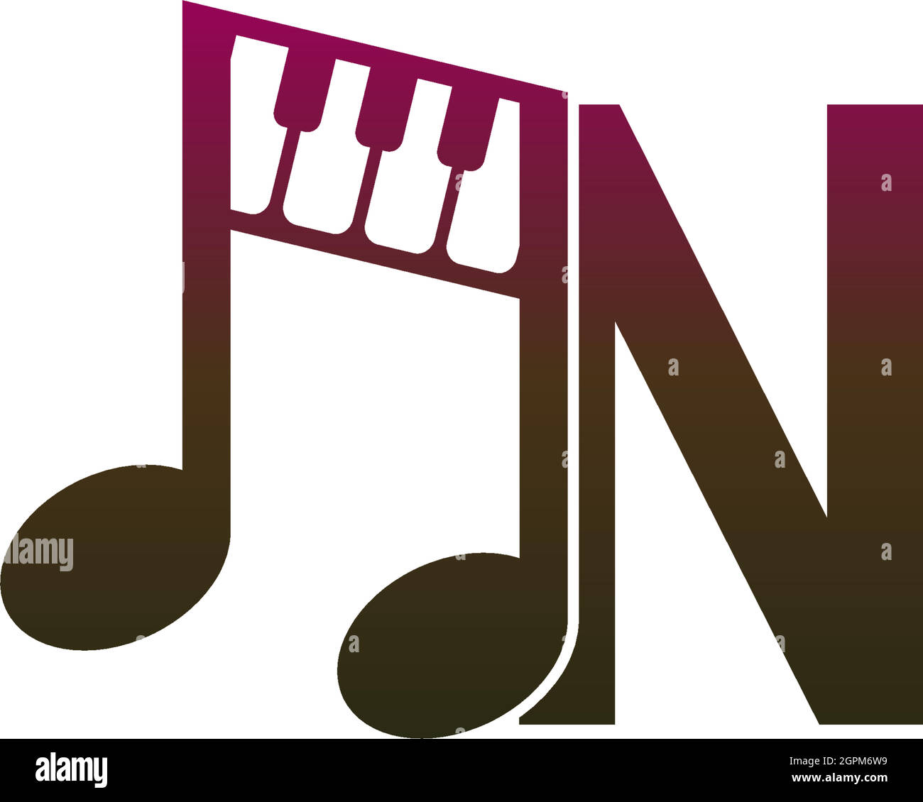 Letter N logo icon with musical note design symbol template Stock ...