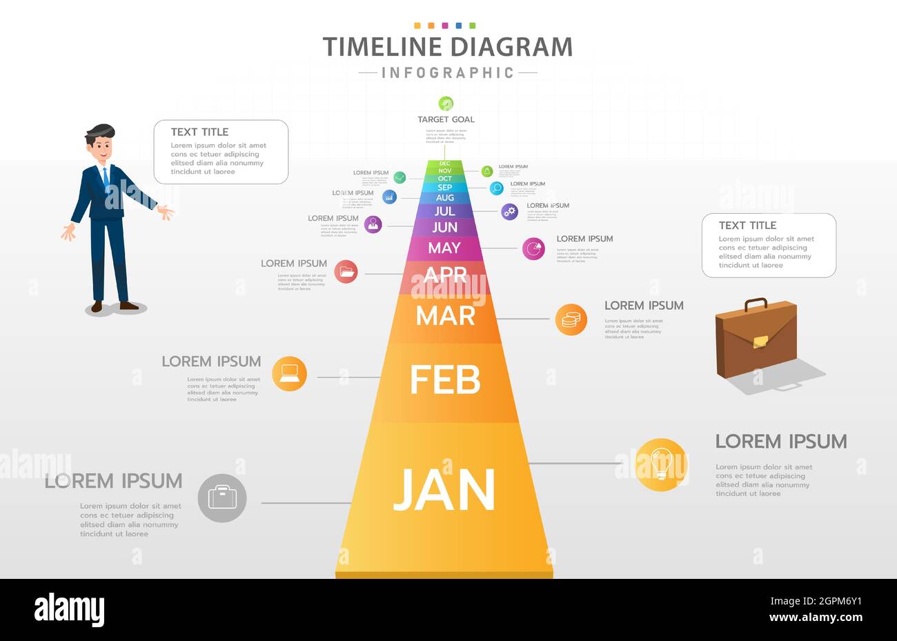 Infographic template for business. 12 Months modern Timeline diagram ...