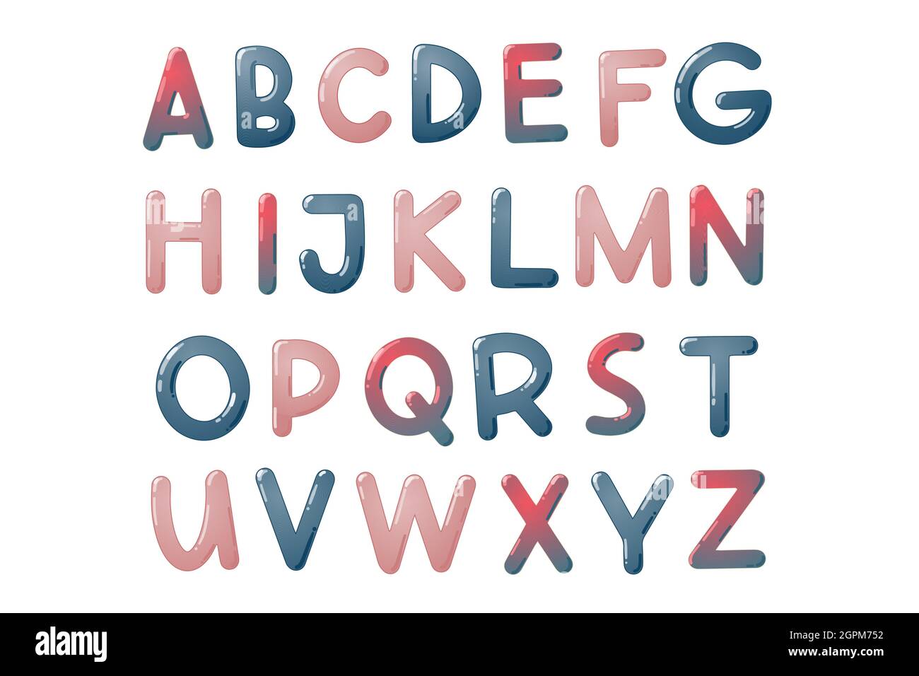 Colorful children font. Glossy kids alphabet in cartoon style. Vector ...