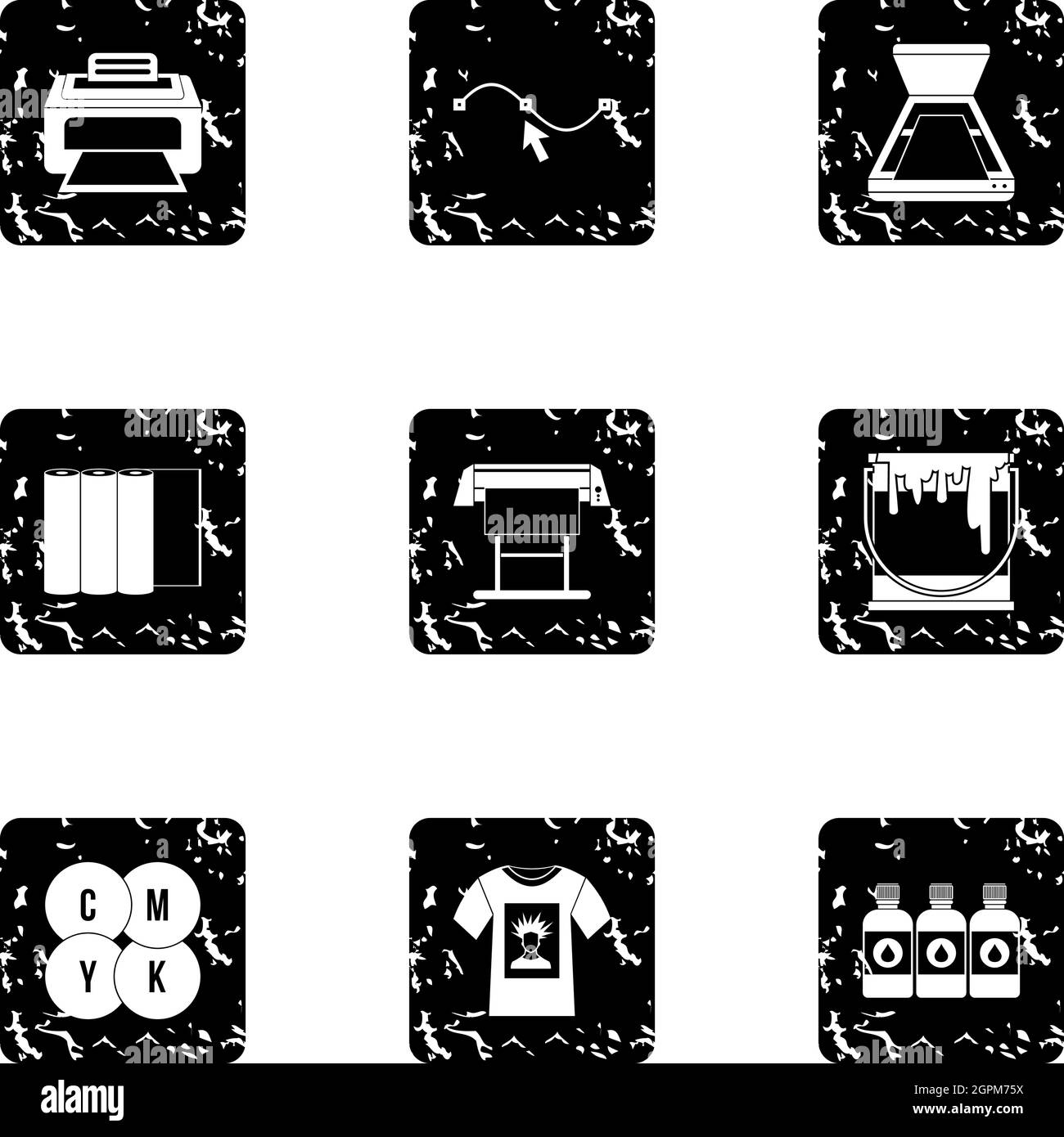 Printer icons set, grunge style Stock Vector Image & Art - Alamy