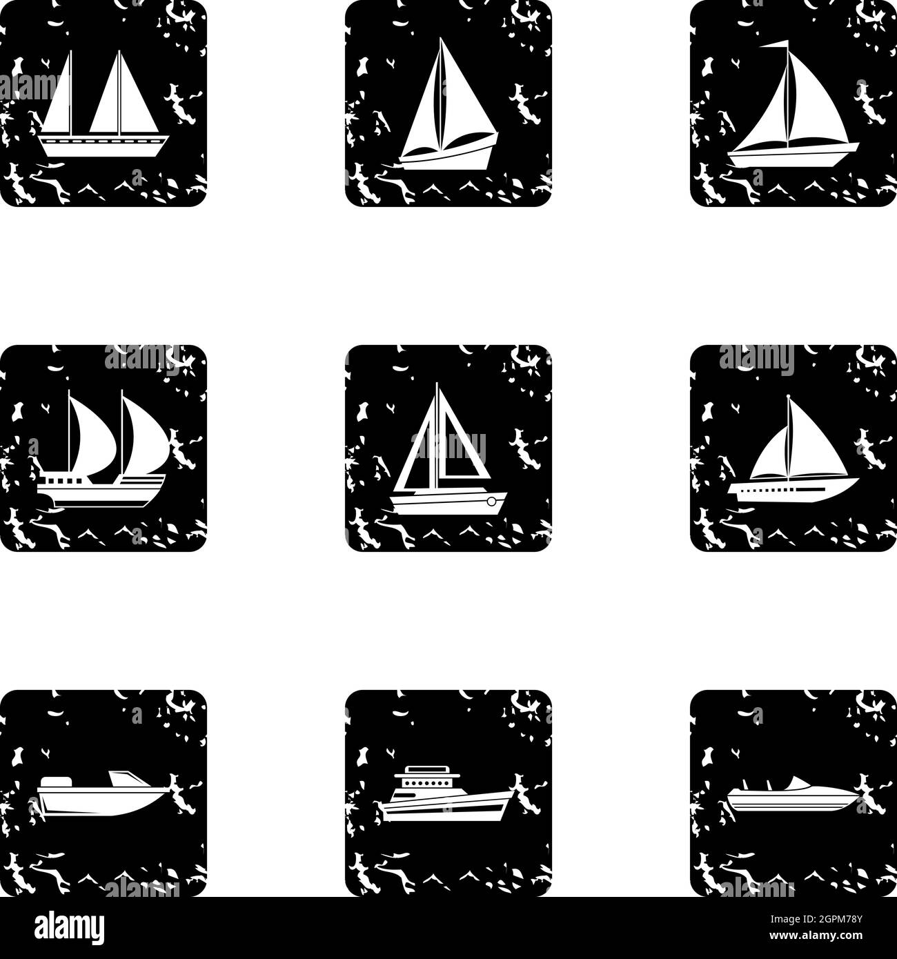 Ship icons set, grunge style Stock Vector Image & Art - Alamy