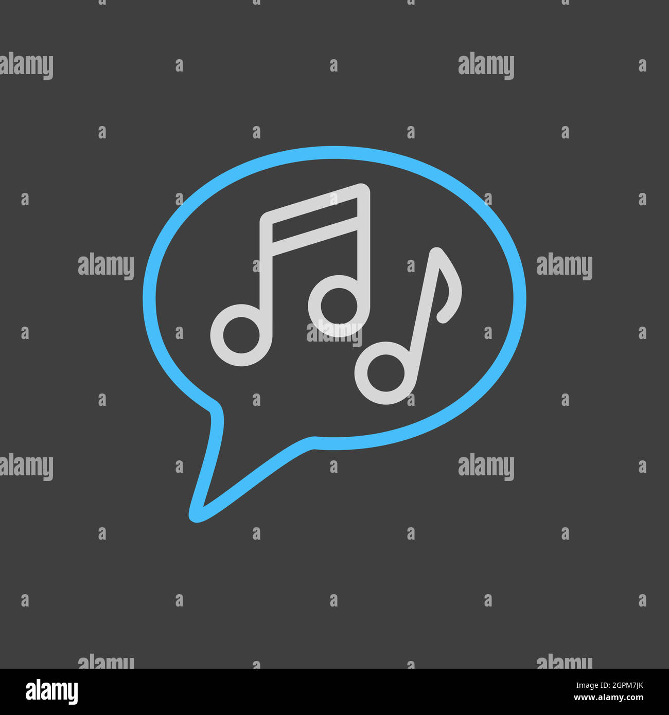 Musical note speech bubble vector icon on dark background Stock Vector ...