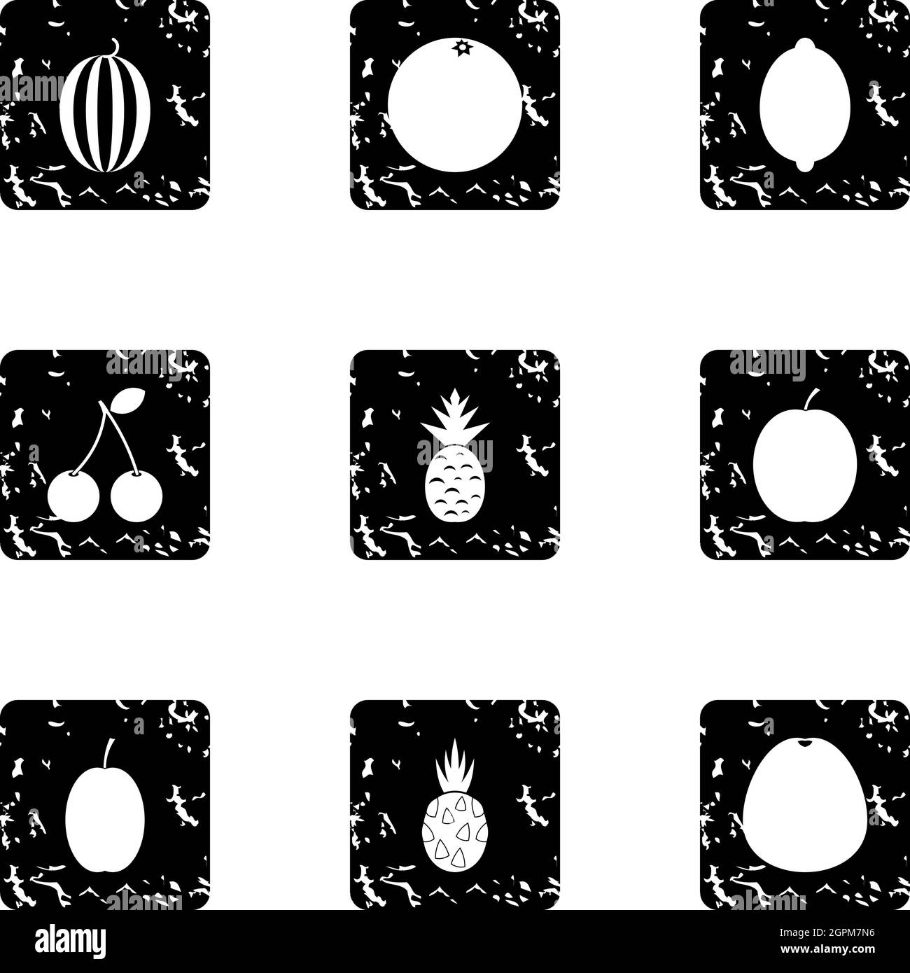 Cherry fresh fruit drawing icon Black and White Stock Photos & Images ...