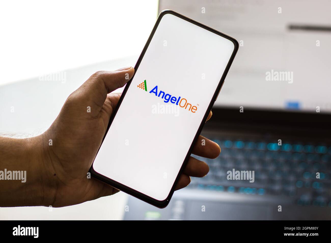 West Bangal, India - August 21, 2021 : Angel one logo on phone screen ...