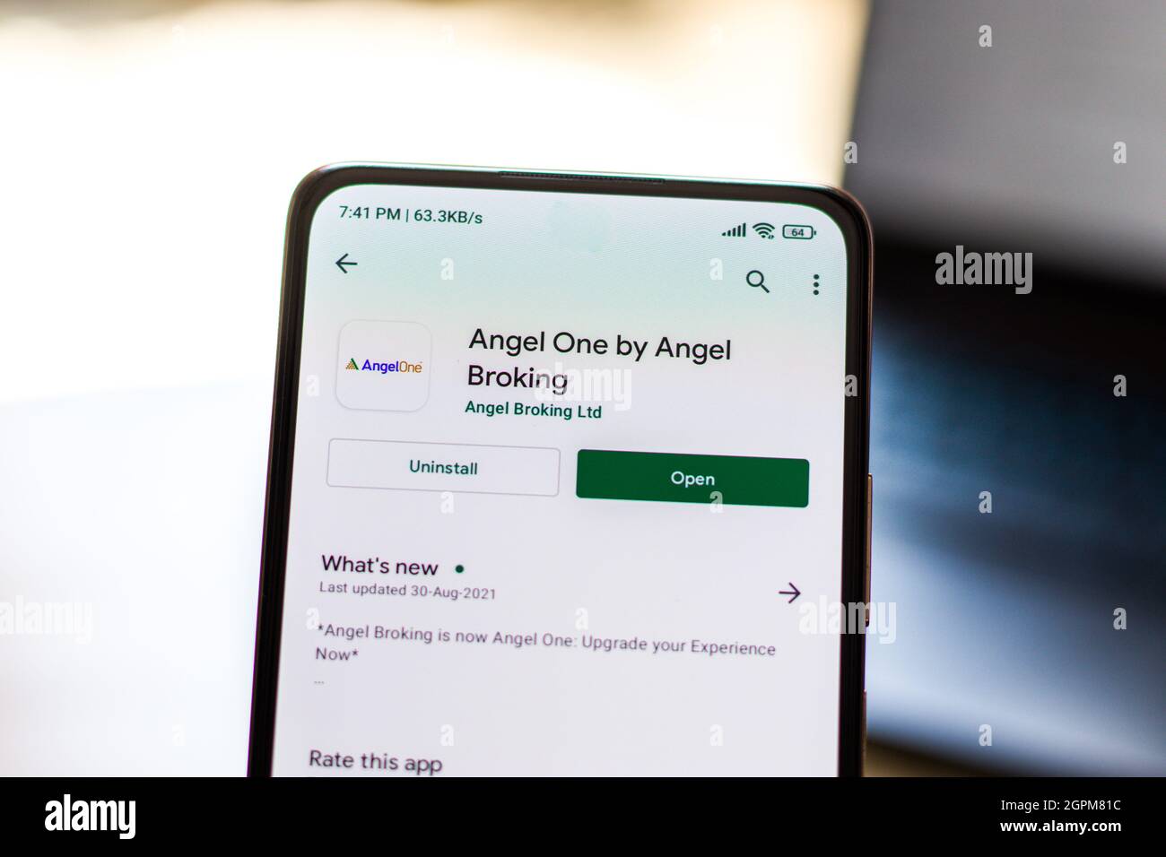 West Bangal, India - August 21, 2021 : Angel one logo on phone screen ...