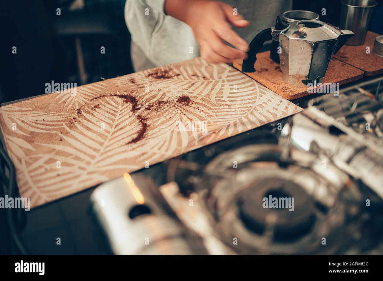 coffee powder on the ground at coffee shop Stock Photo - Alamy